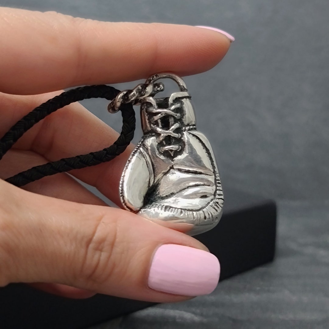 Large Sterling Silver Boxing Glove Pendant Handmade Boxing Glove ...