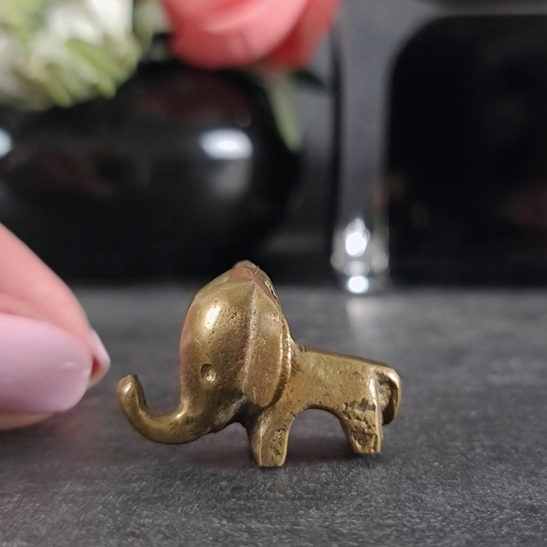 Miniature Baby Elephant Bronze Vintage Animal Figurines Tiny Home Decor ...