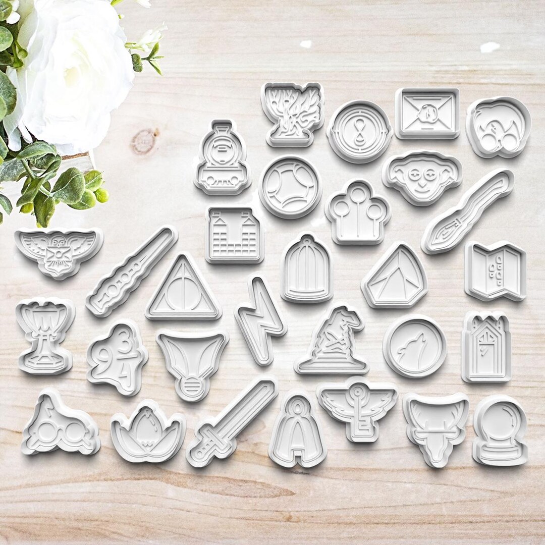 Wizard Cookie Cutter Set | Polymer Clay Fondant Stamp | Embosser | Gift ...