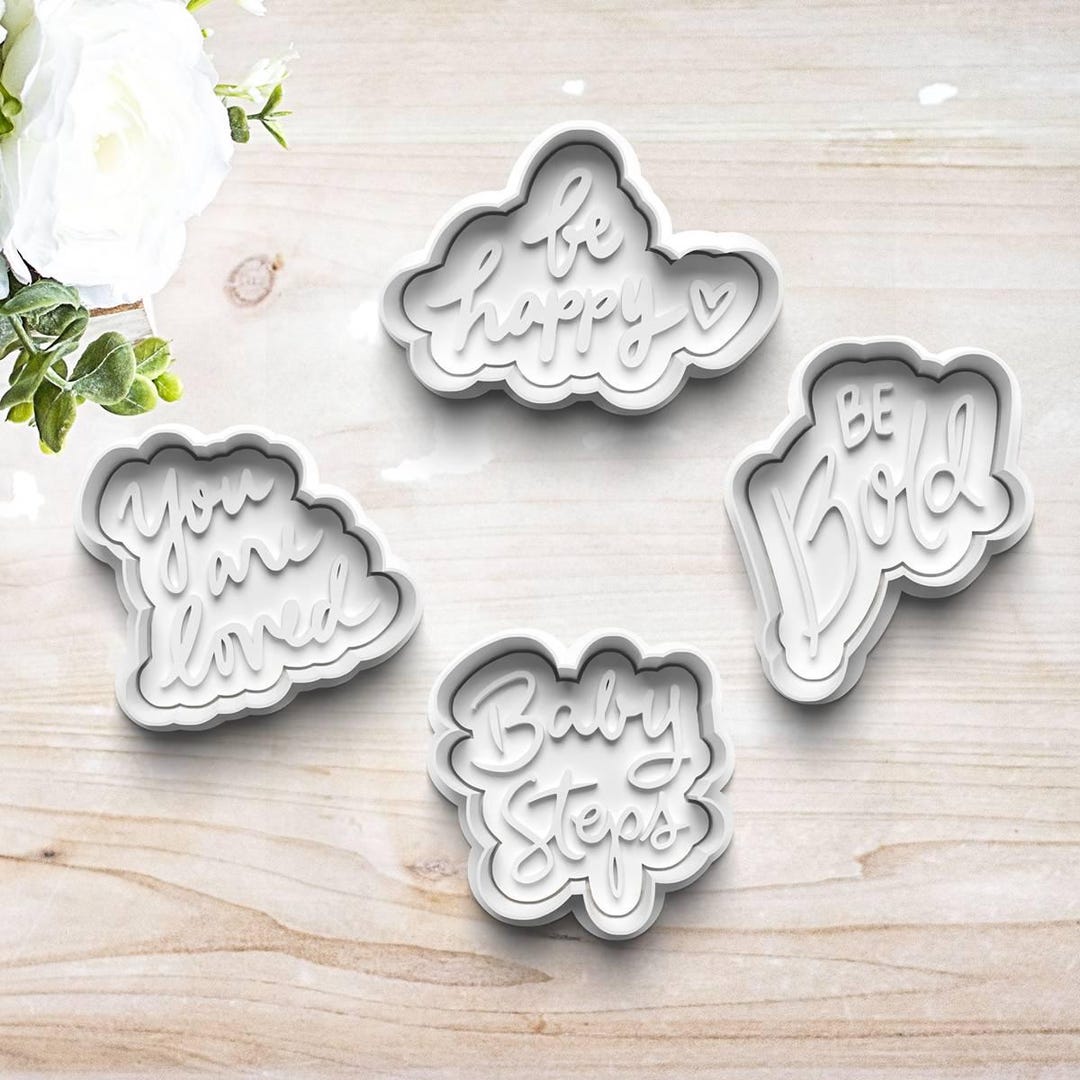 Motivational Sayings Cookie Cutter Set | Polymer Clay Fondant Stamp ...
