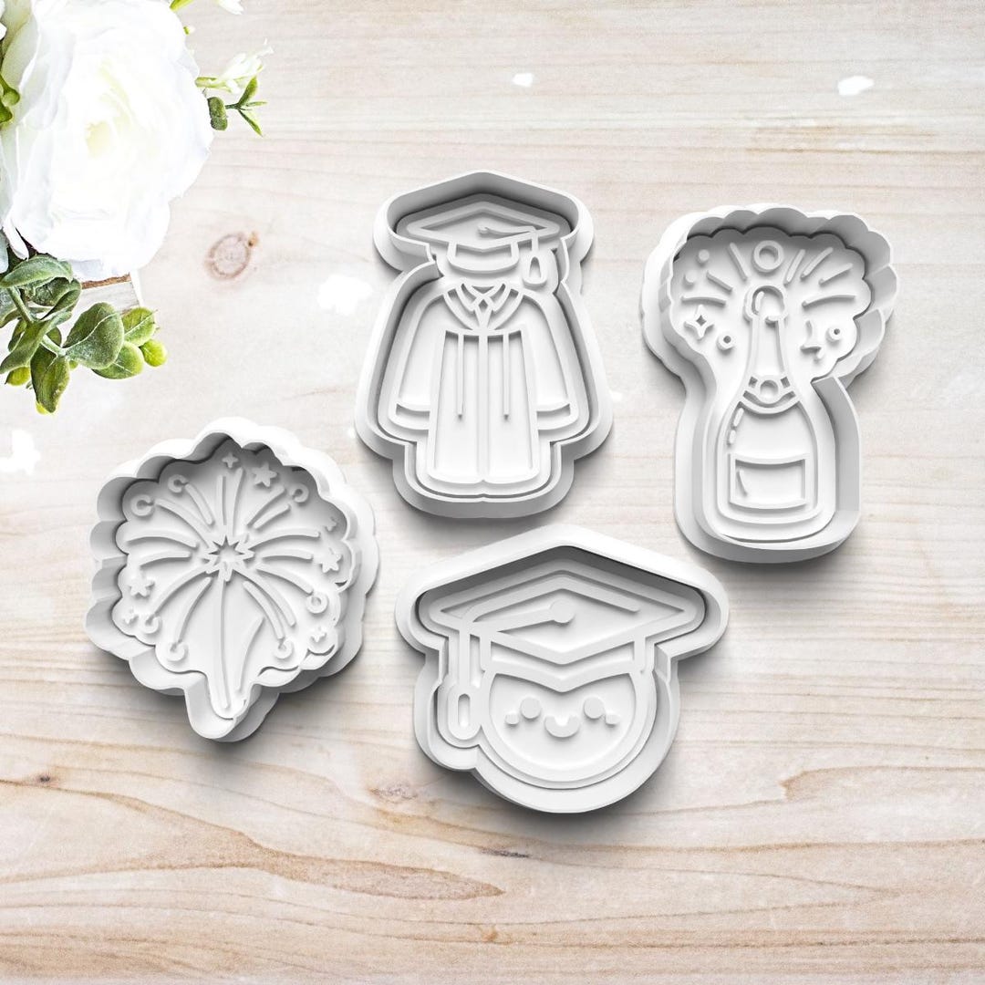 Graduation Cookie Cutter Set | Polymer Clay Fondant Stamp | Embosser ...