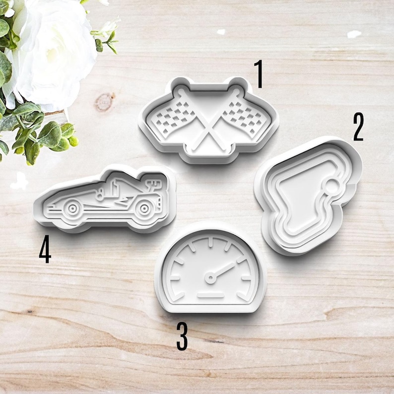 Racing Cookie Cutter Set | F1 Nascar Party | Clay Fondant Stamp | Race ...
