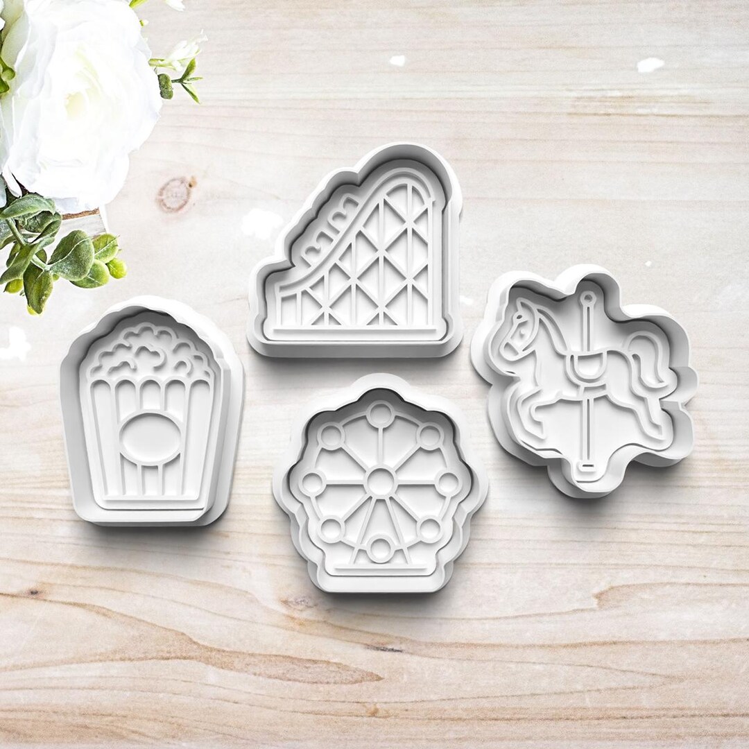 Amusement Park Cookie Cutter Set | Polymer Clay Fondant Stamp Embosser ...