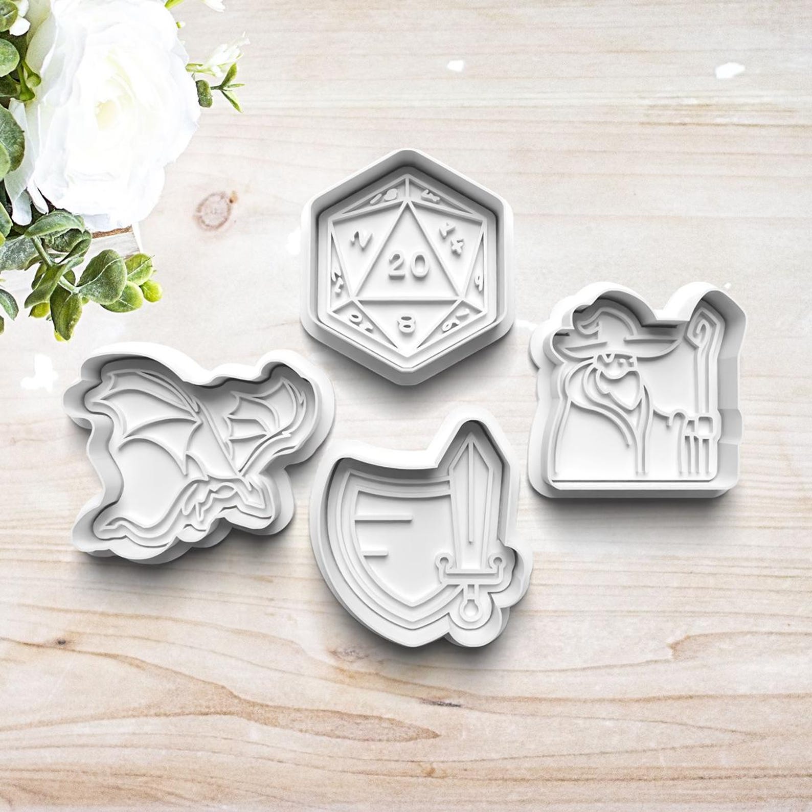 Dungeons and Dragons Cookie Cutter Set | Polymer Clay Fondant Stamp ...