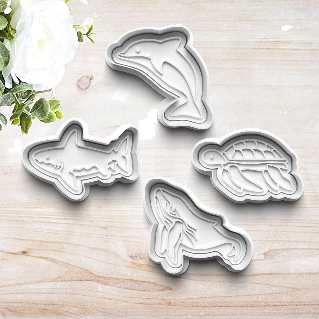 Sea Life Cookie Cutter Set | Dolphin | Clay Fondant Stamp | Baby Shark ...