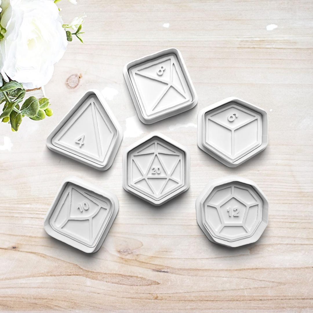 Dungeons and Dragons Dice Cookie Cutter Set | Clay Fondant Stamp ...