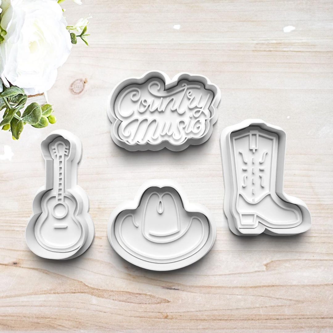 Country Music Cookie Cutter Set | Clay Fondant Stamp Embosser | Gift ...