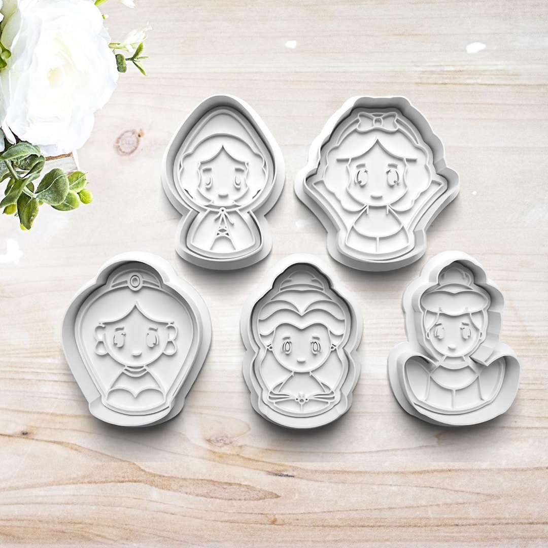 Princess Cookie Cutter Set | Polymer Clay Fondant Stamp Embosser ...