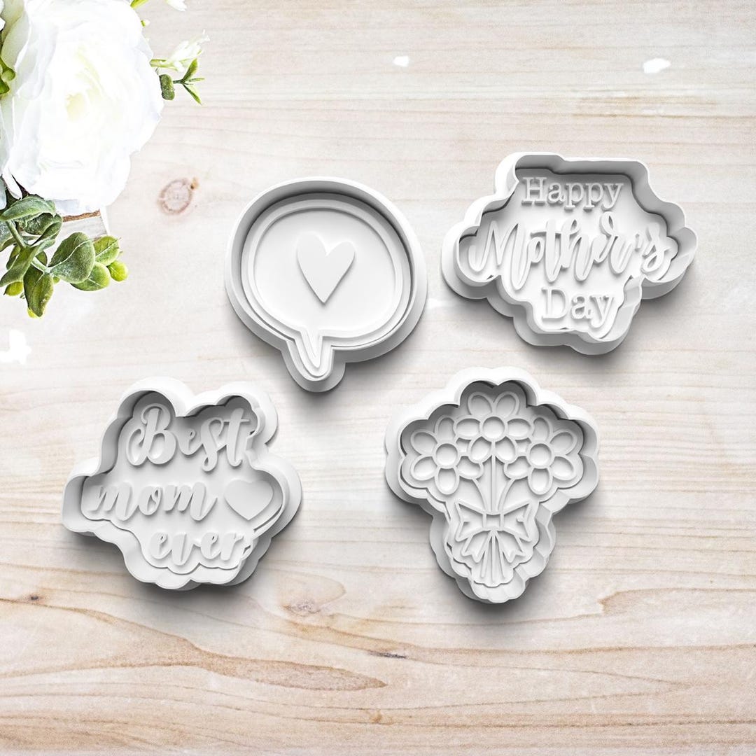 Mom Mother's Day Cookie Cutter Set | Polymer Clay Fondant Stamp ...