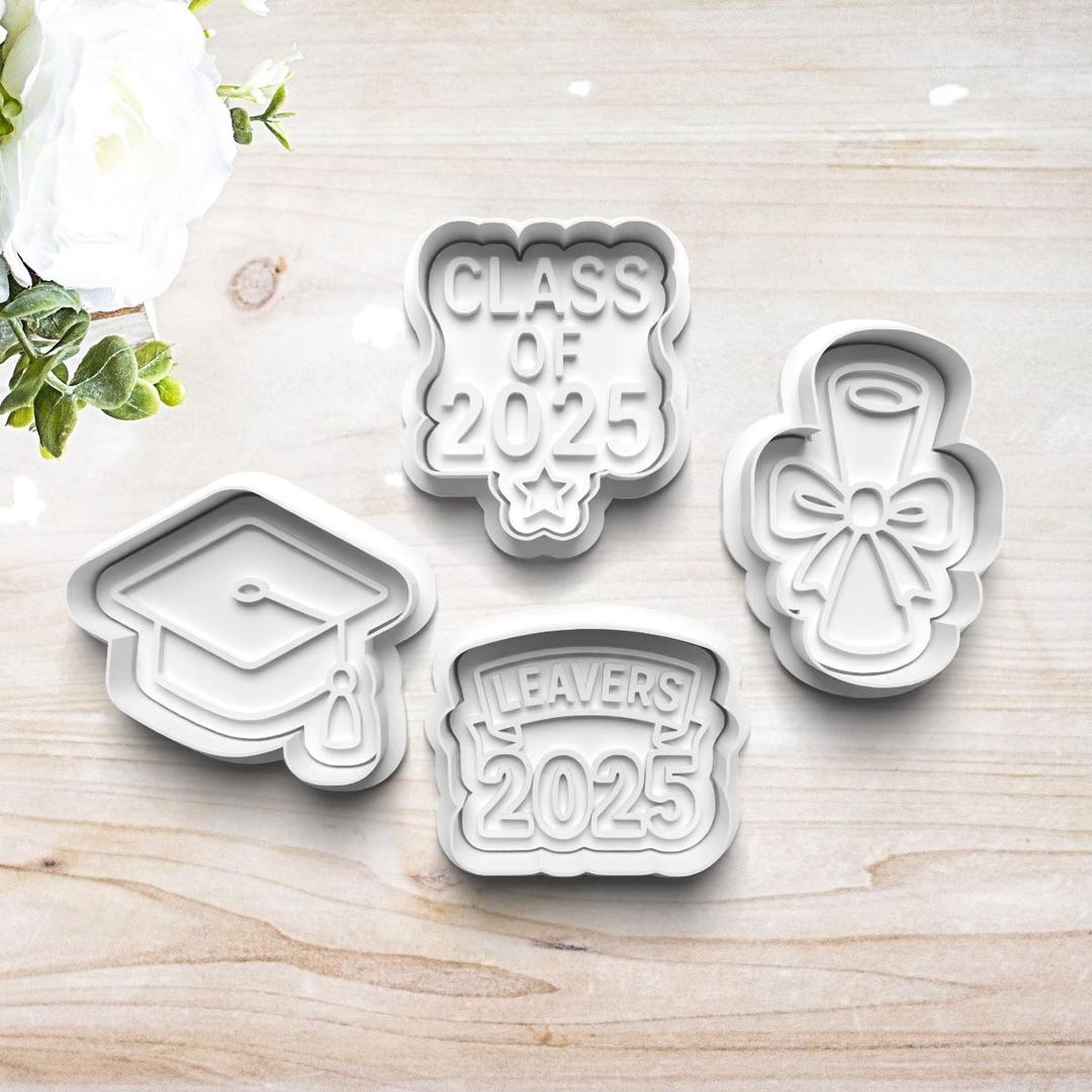 Graduation Cookie Cutter Set | Polymer Clay Fondant Stamp | Embosser ...