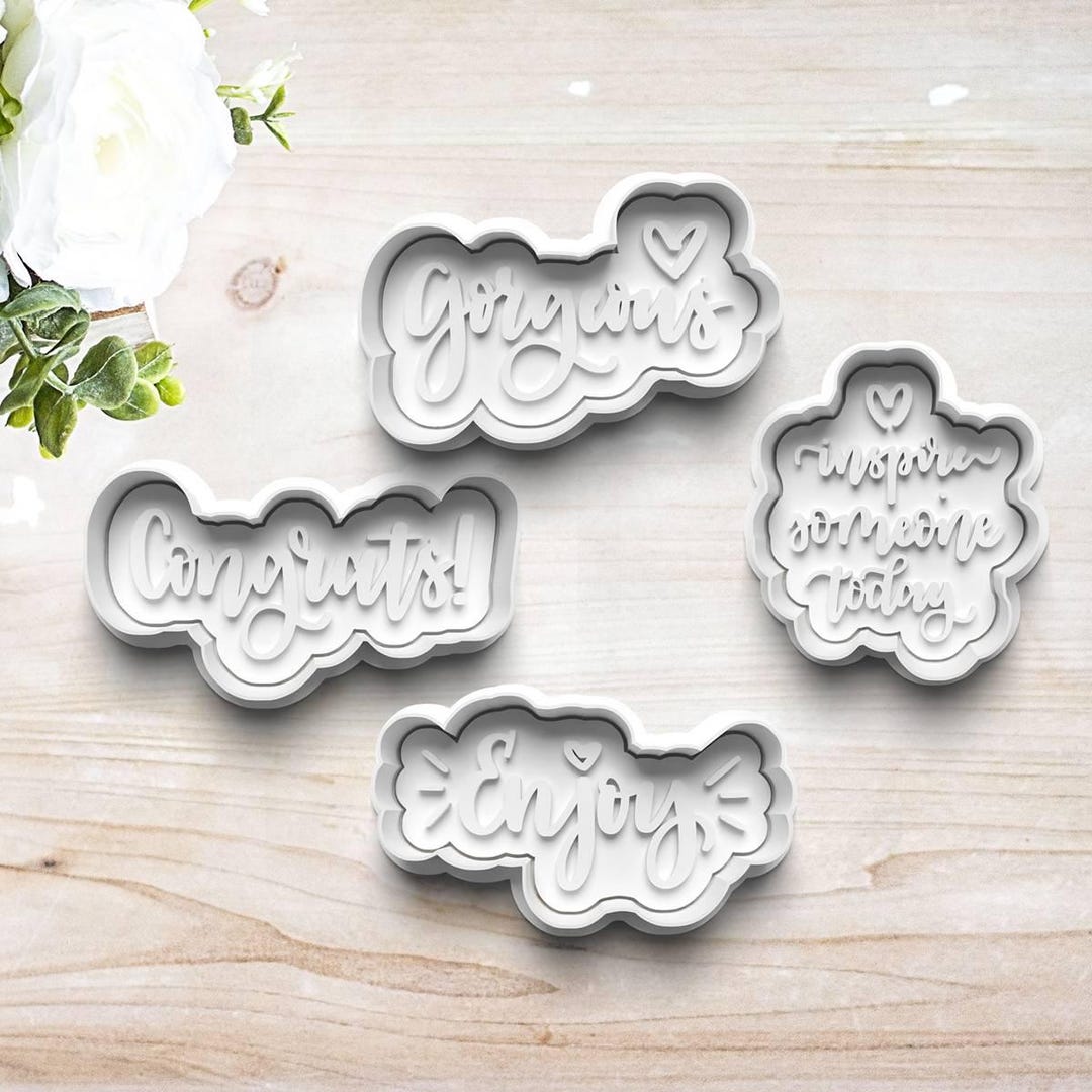 Inspirational Sayings Cookie Cutter Set | Polymer Clay Fondant Stamp ...