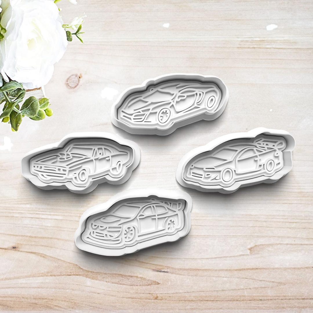 Racing Cookie Cutter Set | F1 Nascar Party | Polymer Clay Fondant Stamp ...