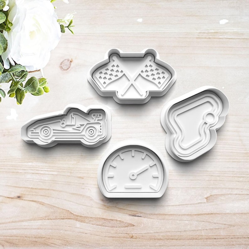 Racing Cookie Cutter Set | F1 Nascar Party | Clay Fondant Stamp | Race ...