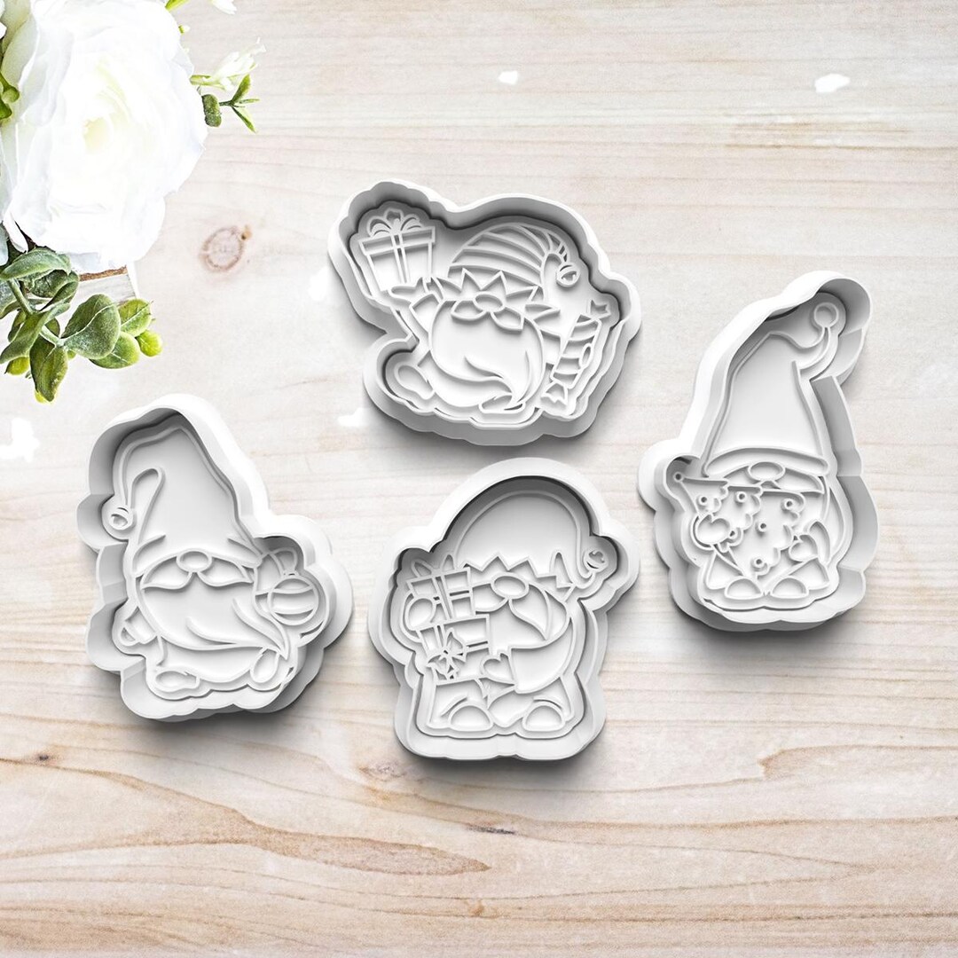 Christmas Gnomes Cookie Cutter Set | Clay Fondant Stamp | Cute Gnomes ...
