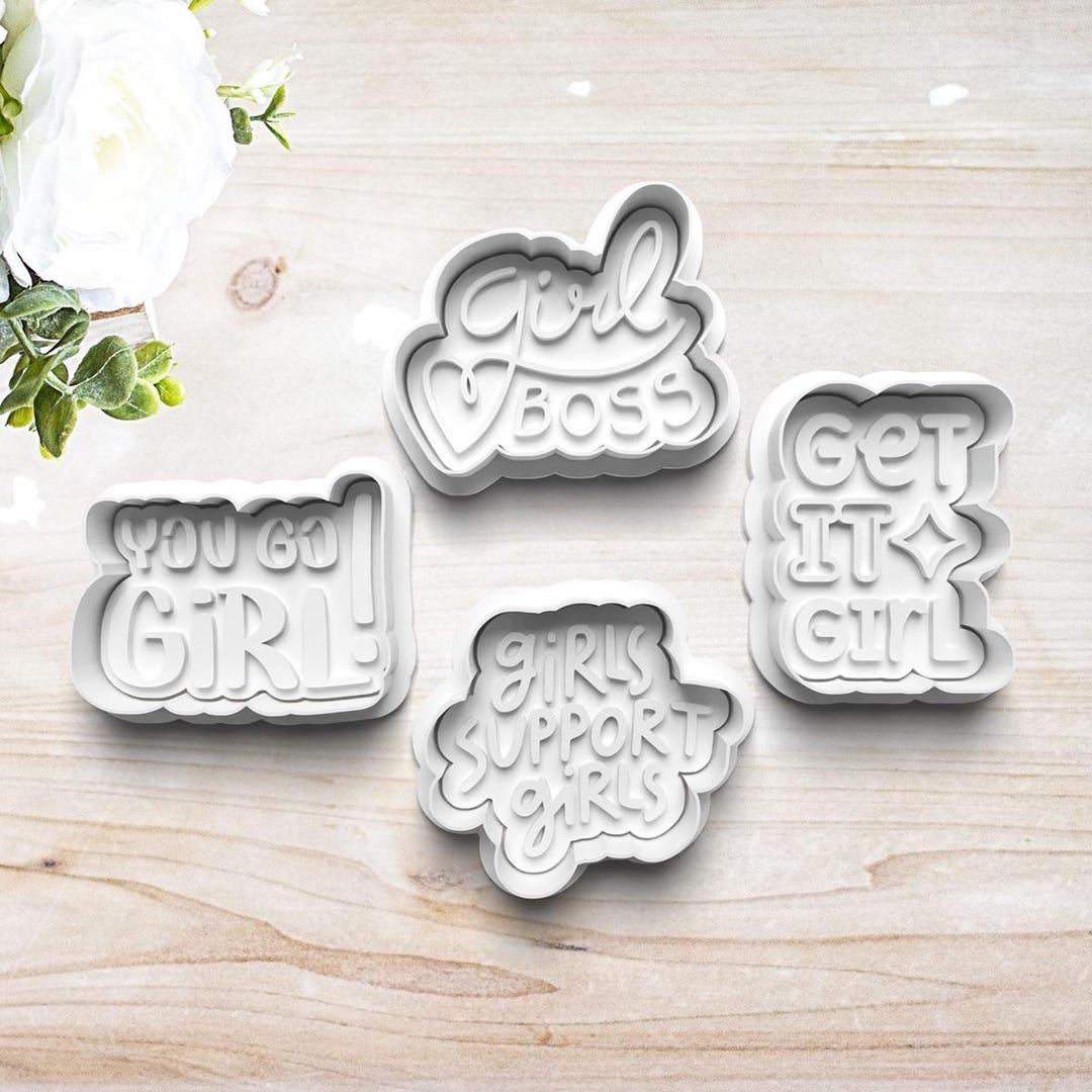 Girl Power Cookie Cutter Set | Polymer Clay Fondant Stamp | Embosser ...