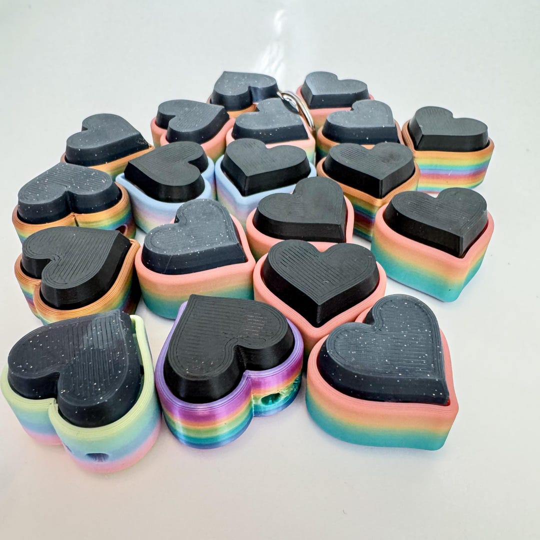 Holographic Black Heart Fidget Clicker Keychain | Valentine's Day Class ...