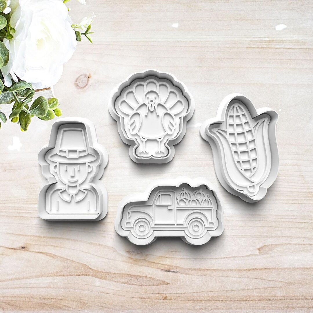 Thanksgiving Fall Autumn Cookie Cutter Set | Polymer Clay Fondant Stamp ...