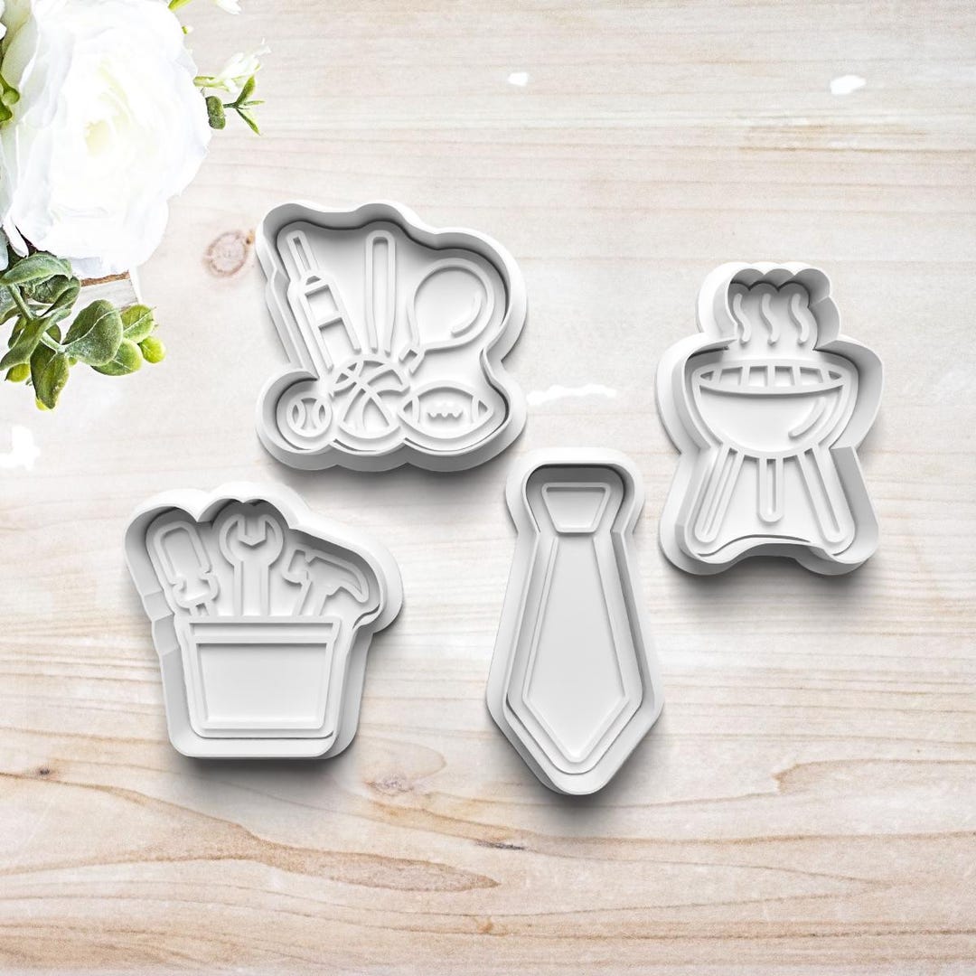 Father's Day Dad Cookie Cutter Set | Polymer Clay Fondant Stamp ...