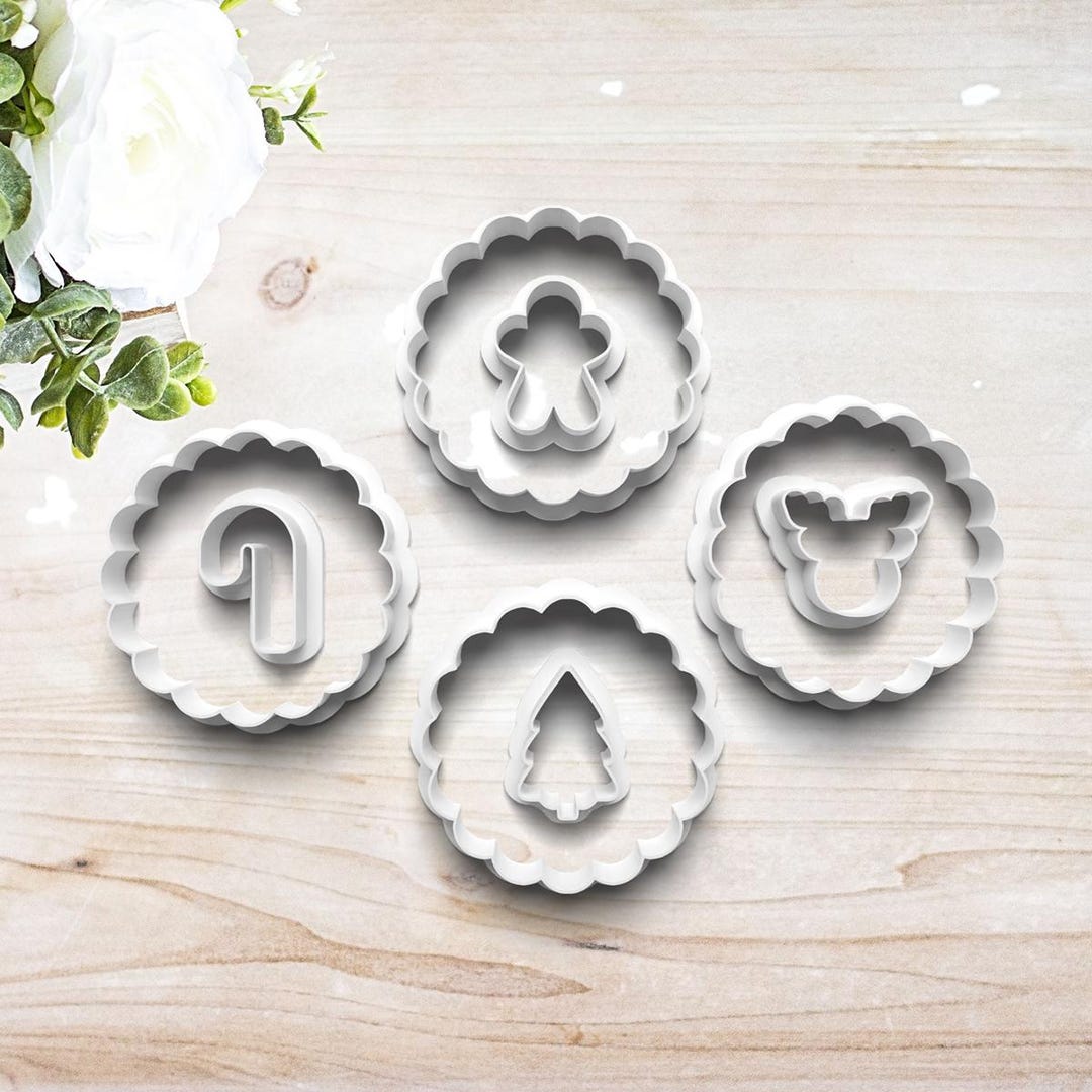 Customizable Christmas Linzer Cookie Cutter Set | Polymer Clay Fondant ...