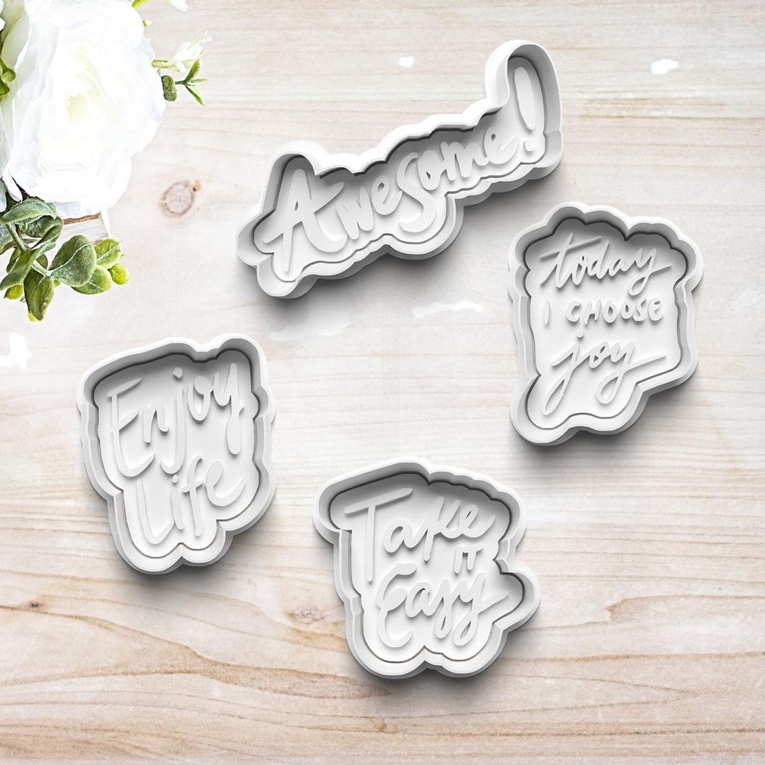 Motivational Sayings Cookie Cutter Set | Polymer Clay Fondant Stamp ...