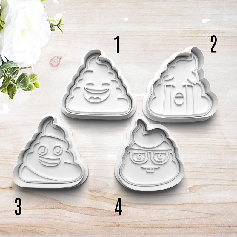 Funny Poop Emoji Cookie Cutter Set | Clay Fondant Stamp Embosser | Gift ...
