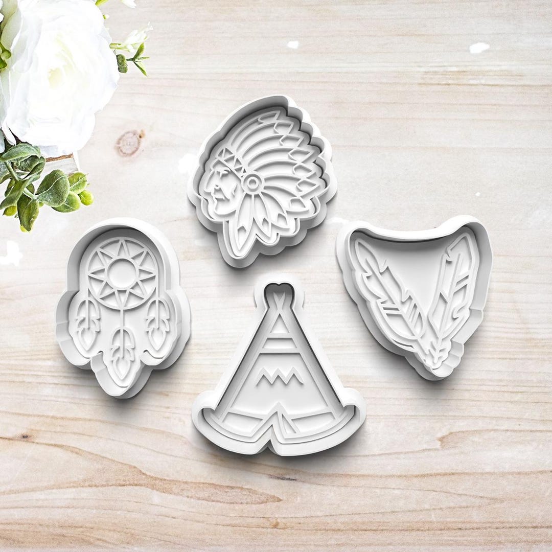 Native American Heritage Cookie Cutter Set | Polymer Clay Fondant Stamp ...