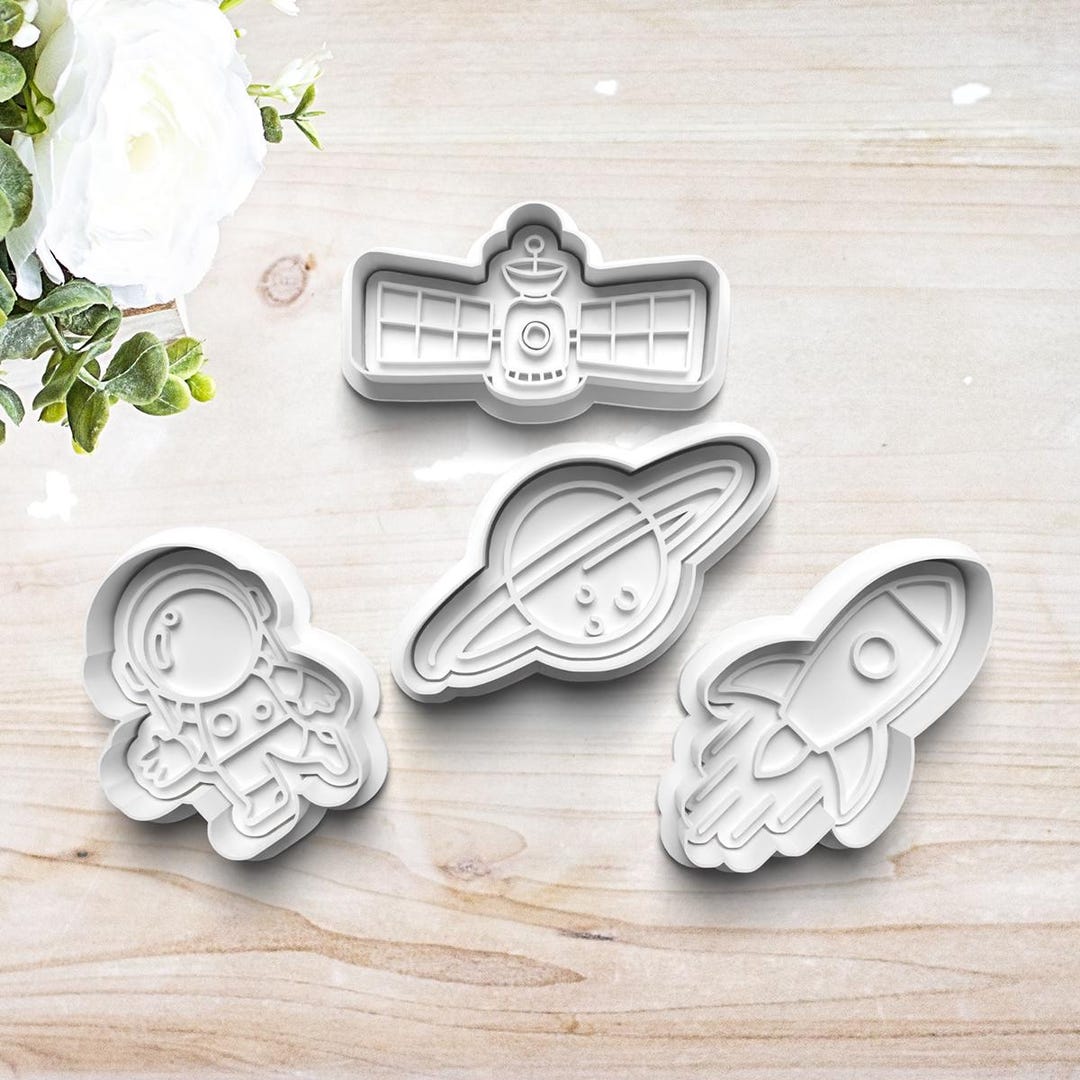 Outer Space Cookie Cutter Set | Polymer Clay Fondant Stamp Embosser ...