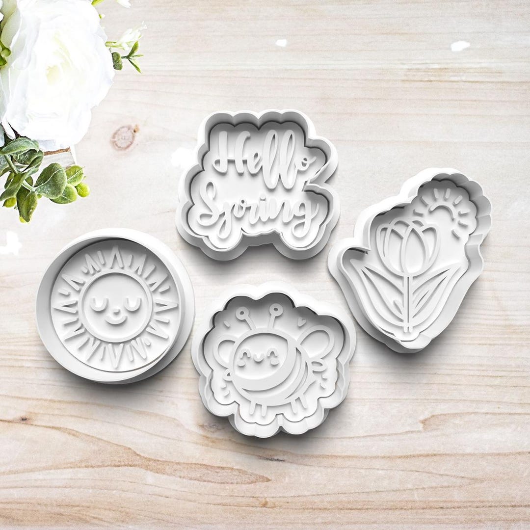 Cute Spring Cookie Cutter Set | Clay Fondant Stamp Embosser | Bee ...