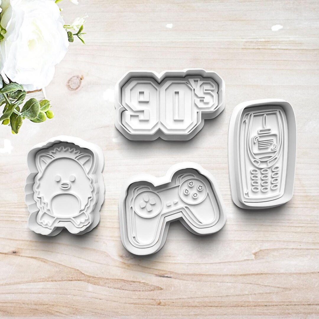 90s Old School Cookie Cutter Set | Clay Fondant Stamp Embosser | Video ...
