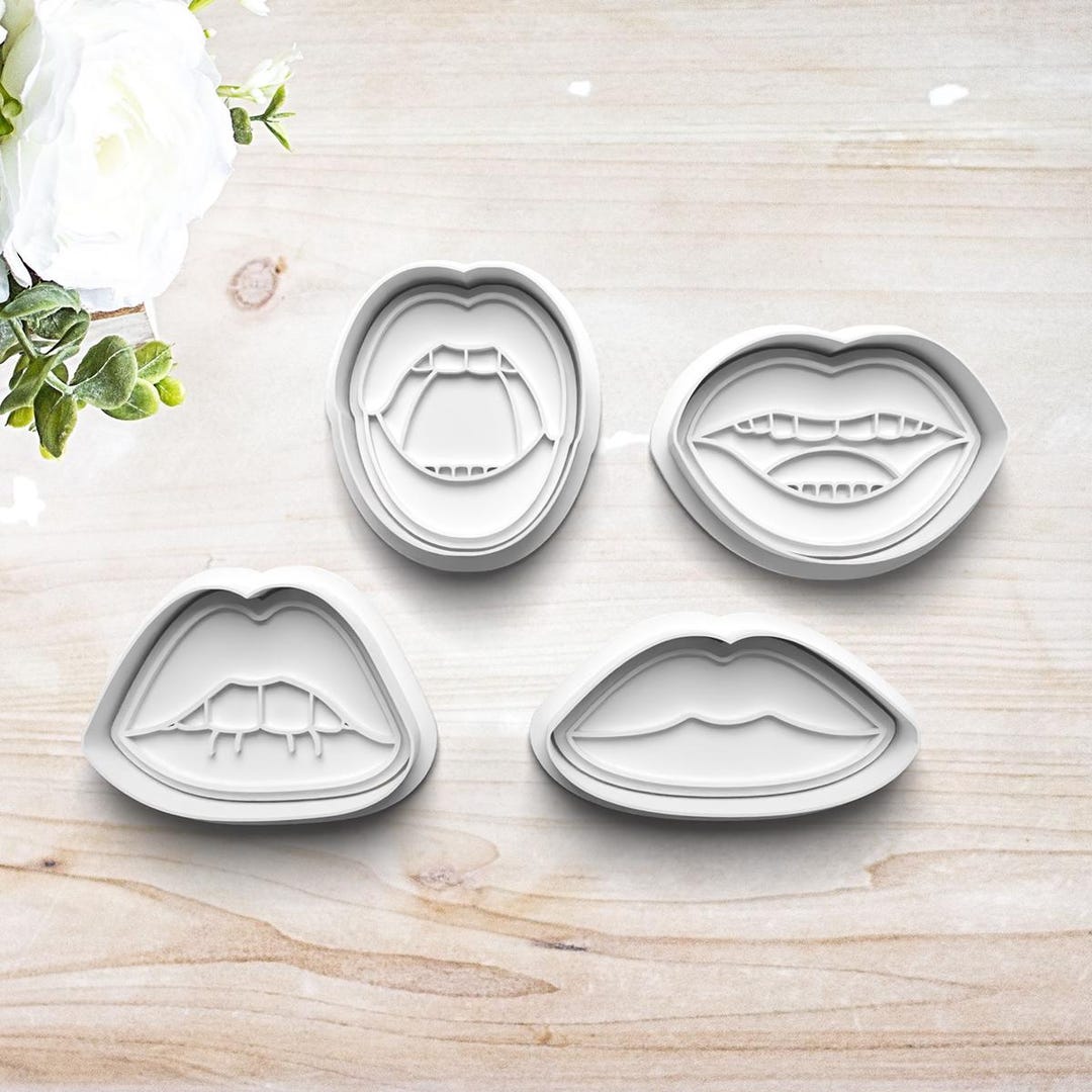 Lips Mouth Cookie Cutter Set | Polymer Clay Fondant Stamp Embosser ...