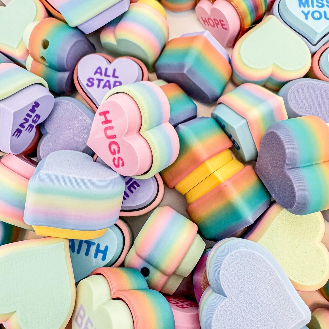 Conversation Hearts Fidget Clicker Keychain | Rainbow | Valentine's Day ...