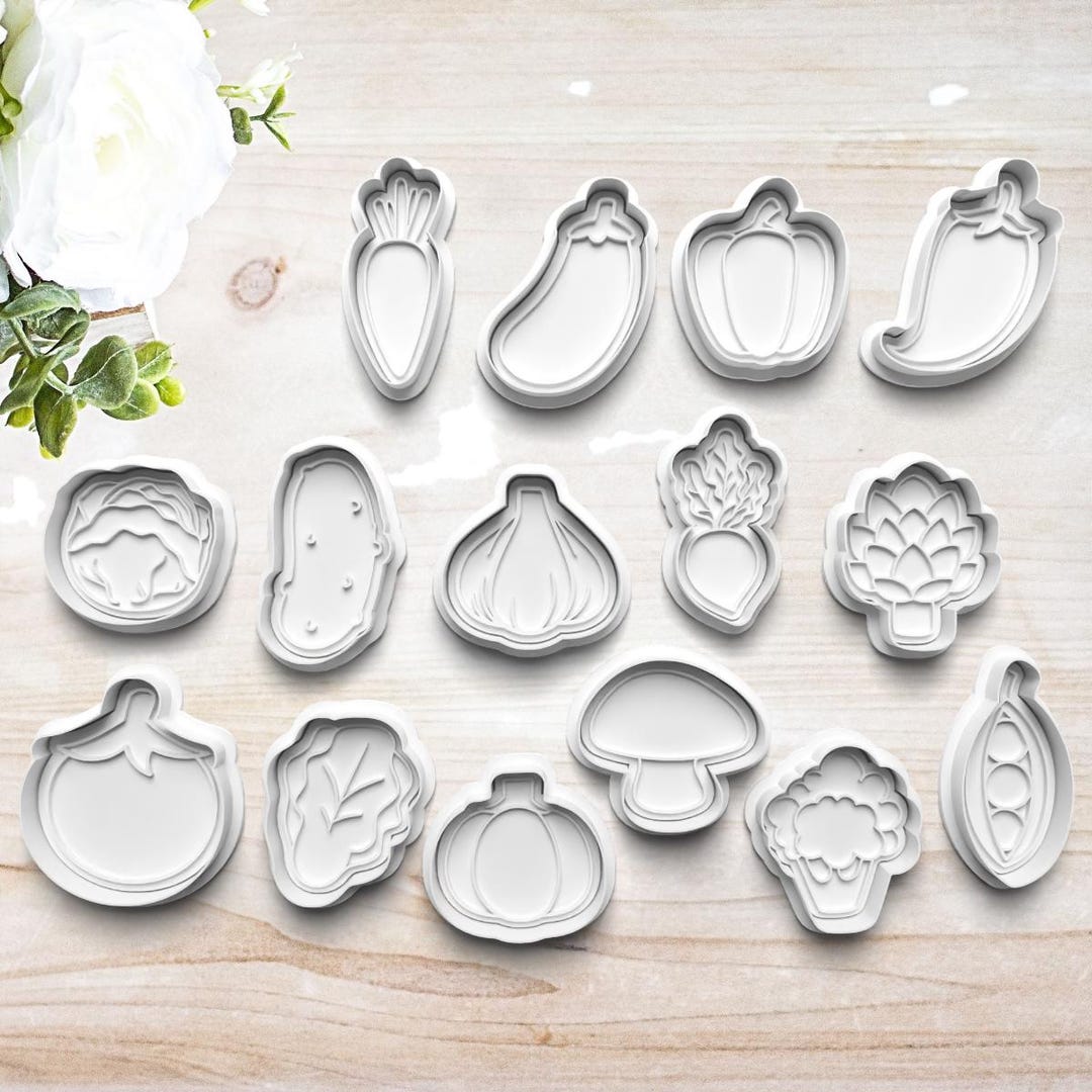 Vegetable Gardening Cookie Cutter Set | Clay Fondant Stamp Embosser ...