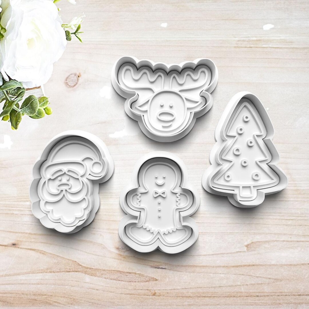 Christmas Santa Cookie Cutter Set | Clay Fondant Stamp Embosser ...