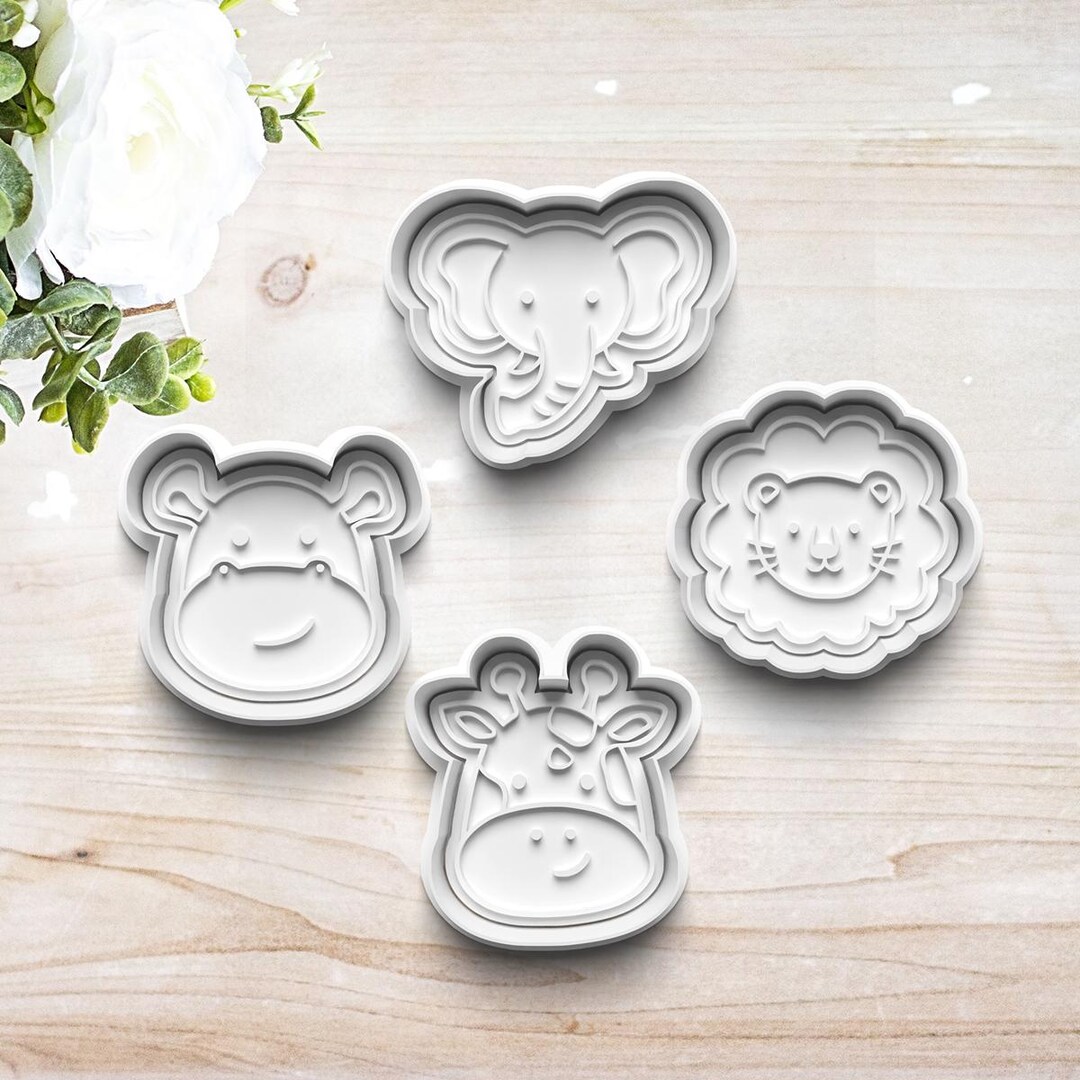 Animal Face Cookie Cutter Set | Animal Head | Clay Fondant Stamp ...