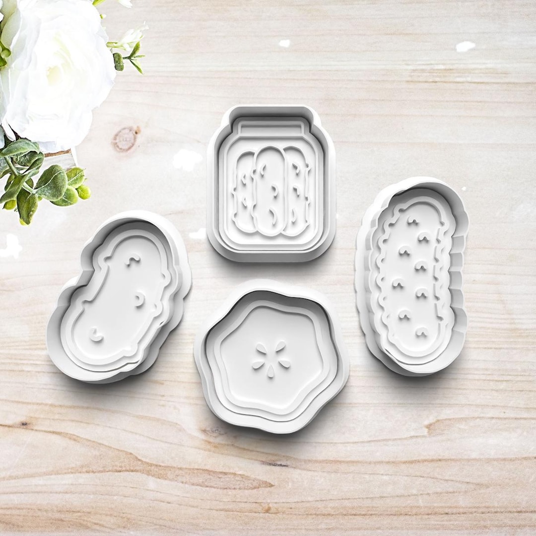 Pickle Cookie Cutter Set | Polymer Clay Fondant Stamp | Embosser | Gift ...