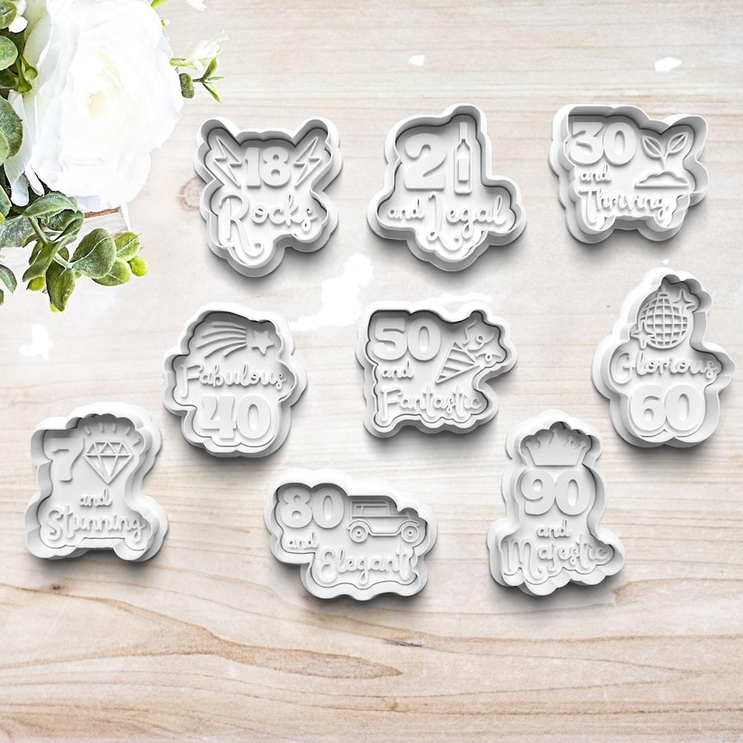 Birthday Milestone Cookie Cutter Set | Fondant Stamps |18th Birthday ...