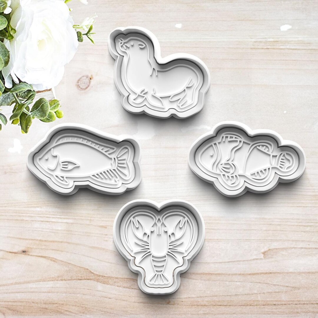 Sea Life Cookie Cutter Set | Lobster | Clay Fondant Stamp | Crawfish ...