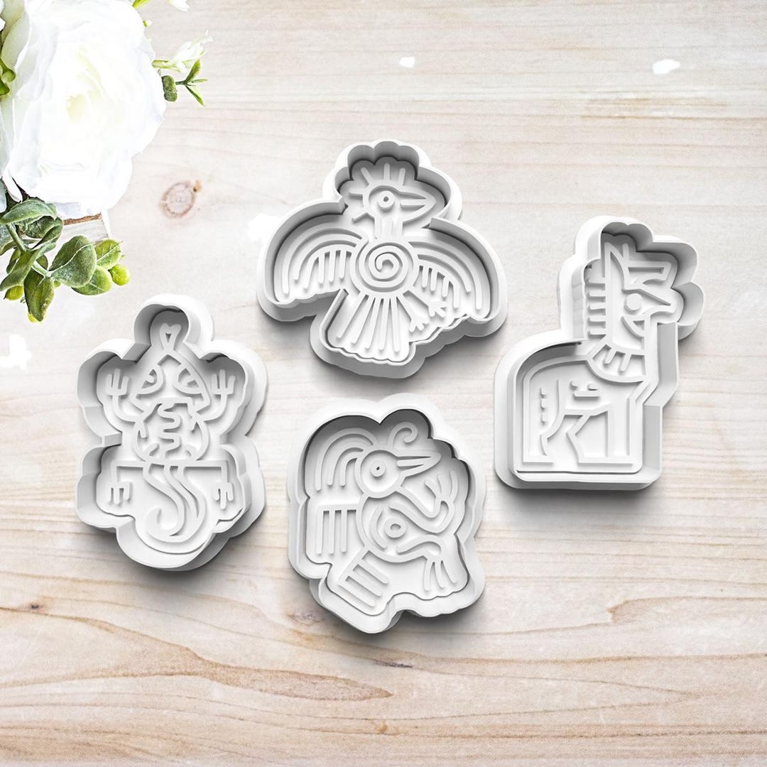 Aztec Symbols Cookie Cutter Set | Polymer Clay Fondant Stamp | Embosser ...