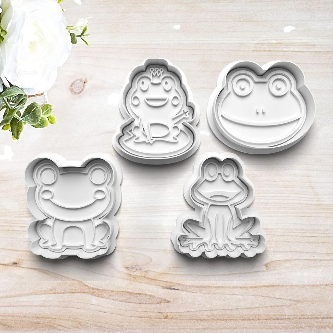 Cute Frog Prince Cookie Cutter Set | Polymer Clay Fondant Stamp ...