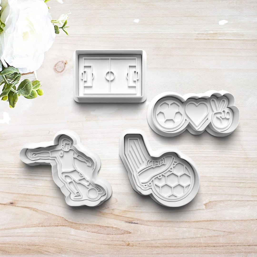 Soccer Cookie Cutter Set | Polymer Clay Fondant Stamp Embosser | Field ...