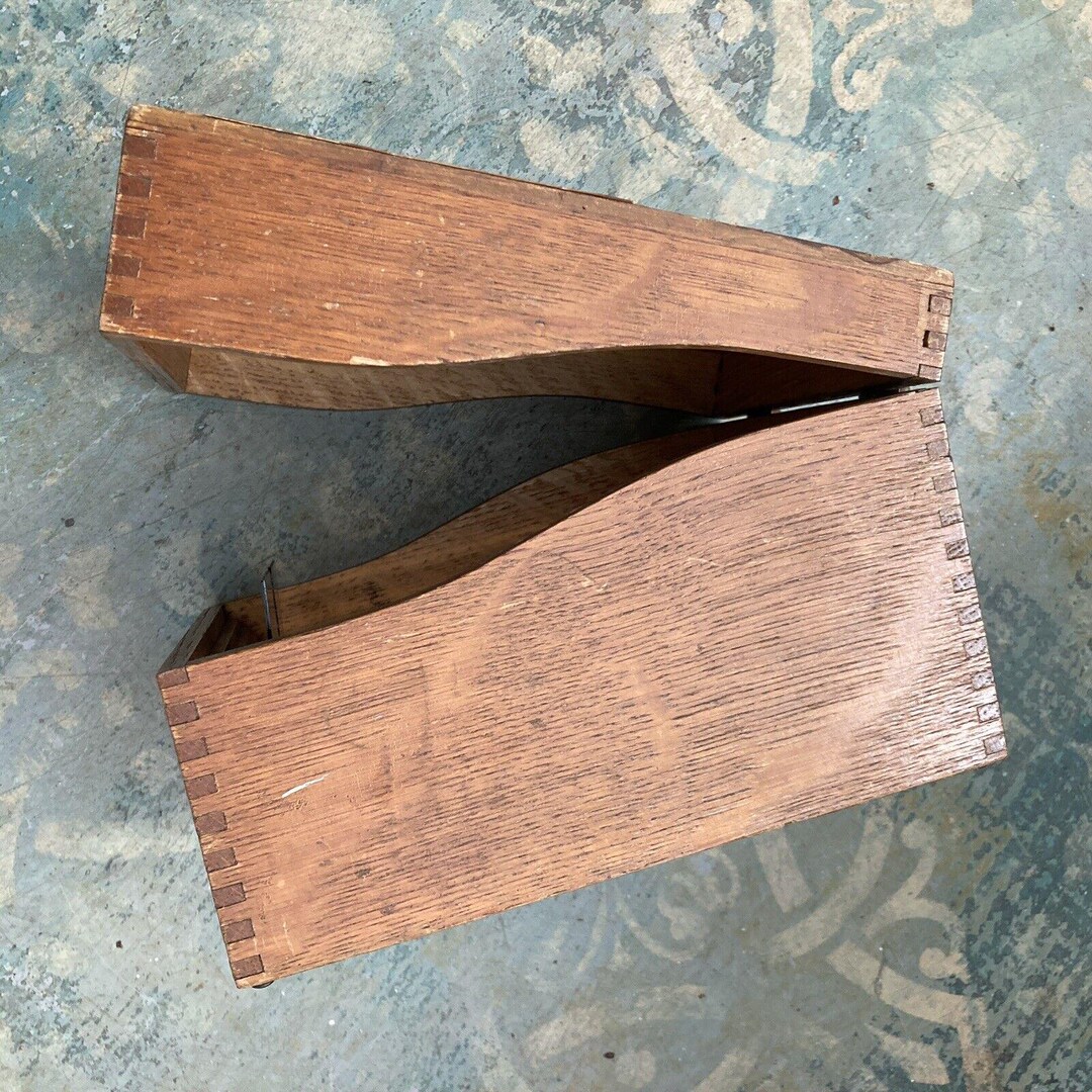 Beautiful Vintage Oak Wood Index Card Large Card File Box Dovetail ...