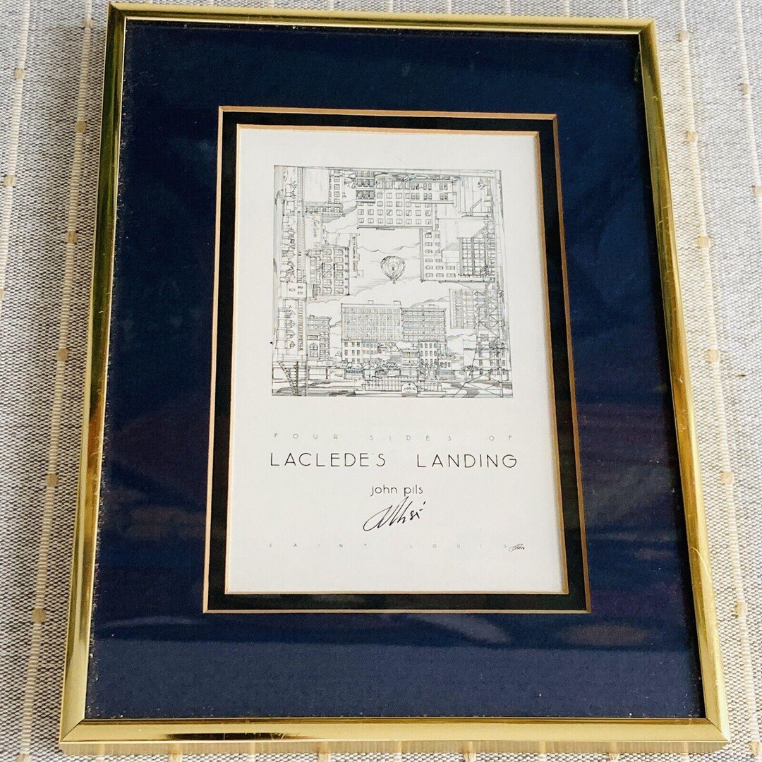 Vintage John Pils Signed Art Print Balloons Skyline Lacledes Landing - Etsy