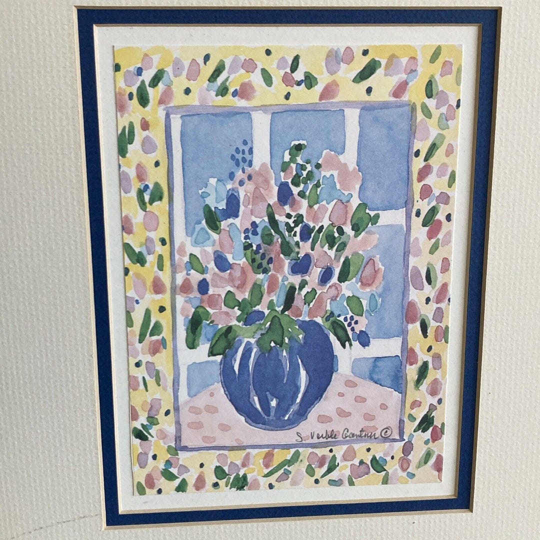 Vintage Art Print Susan Verble Gantner Cottage Floral Signed Flowers ...