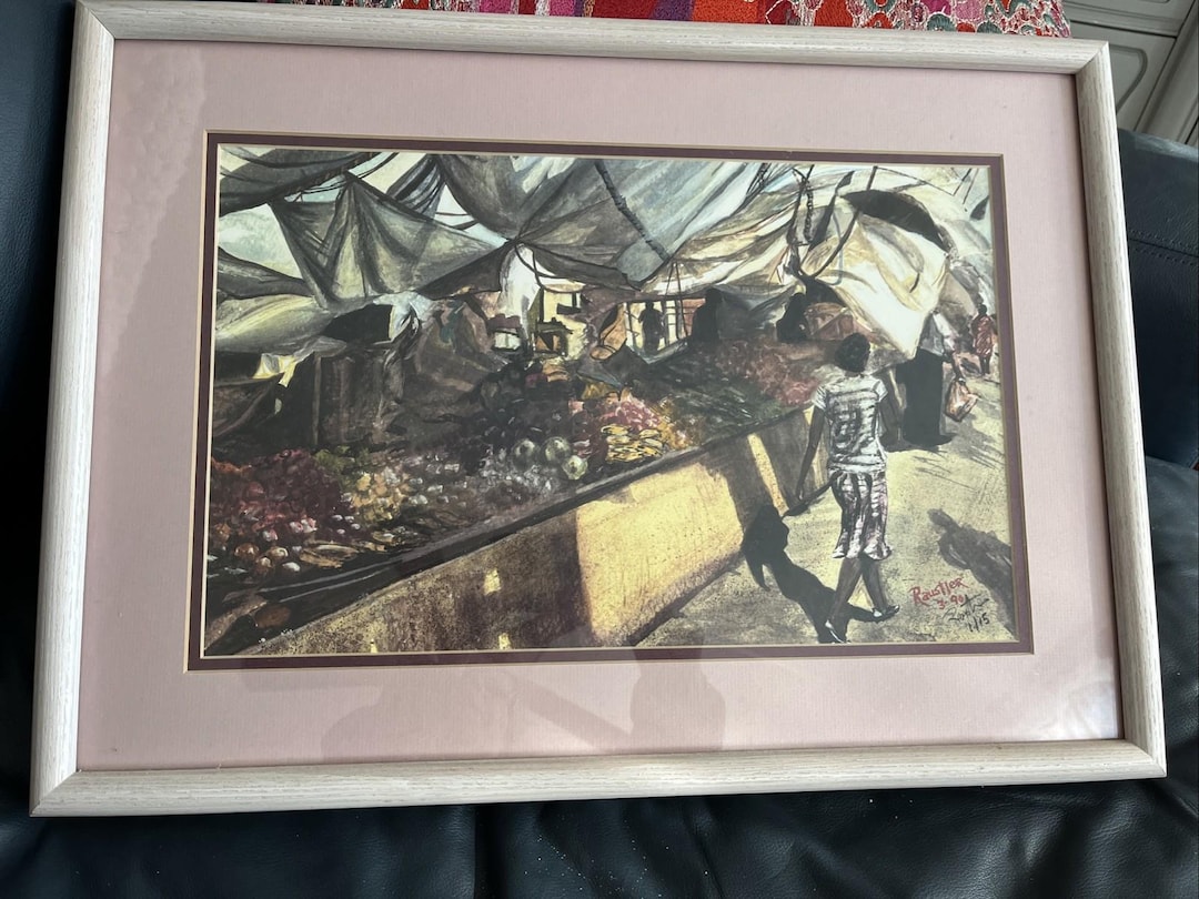 Vintage Framed Limited #1/15 Art Print Street Market Woman Signed ...