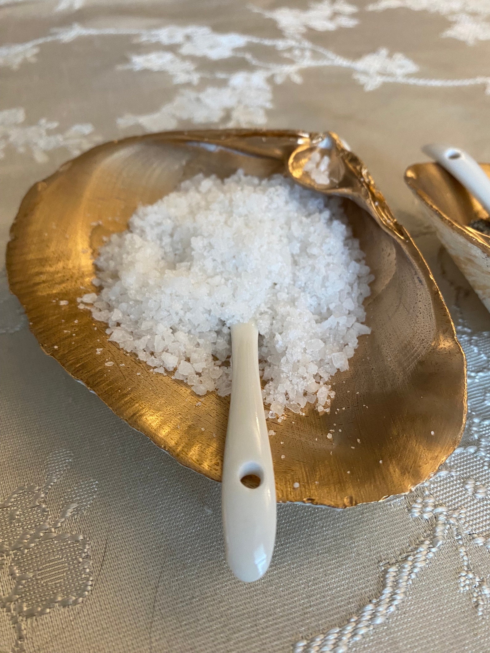 Clam Shell Salt and Pepper Cellars Set With Porcelain Spoons - Etsy