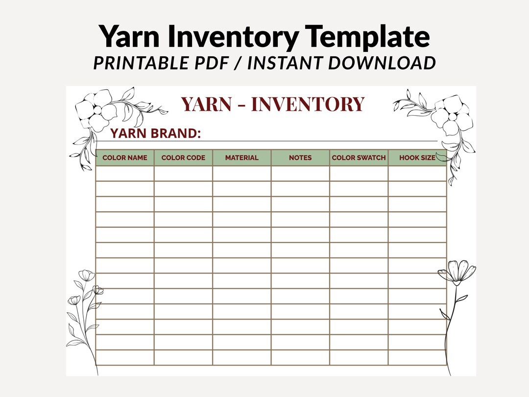 Yarn Stash Listing Chart | Instant Digital Download | Knit and Crochet ...