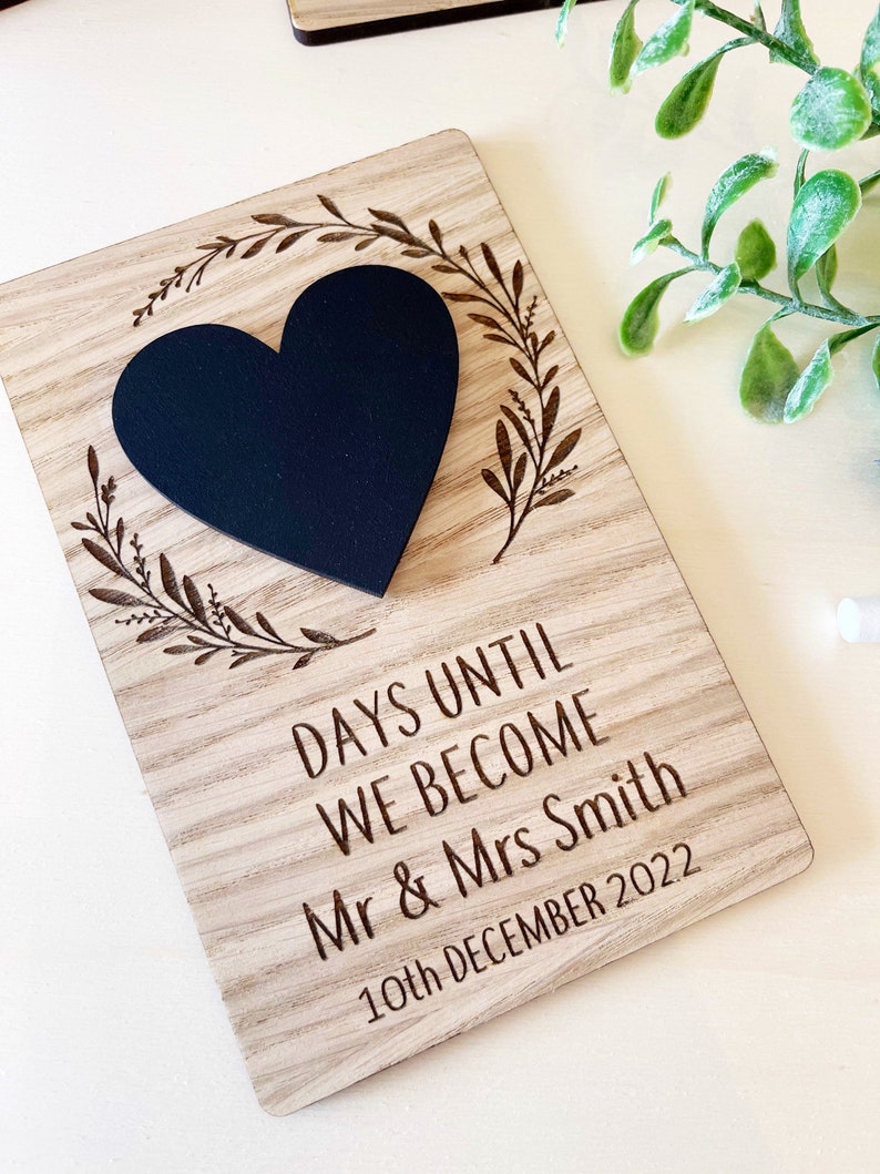 Oak Wedding Countdown Plaque Sign Personalised Chalkboard Mr & - Etsy UK