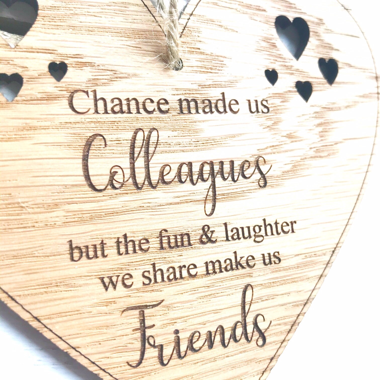Oak Heart Colleague Plaque Sign Work Friends Keepsake Gift Engraved ...