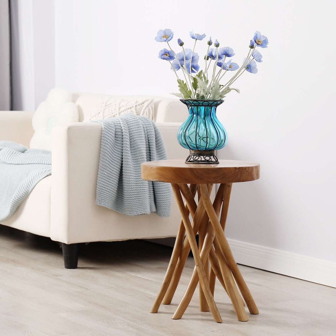 Teak Wood Stick Leg End Table - Etsy