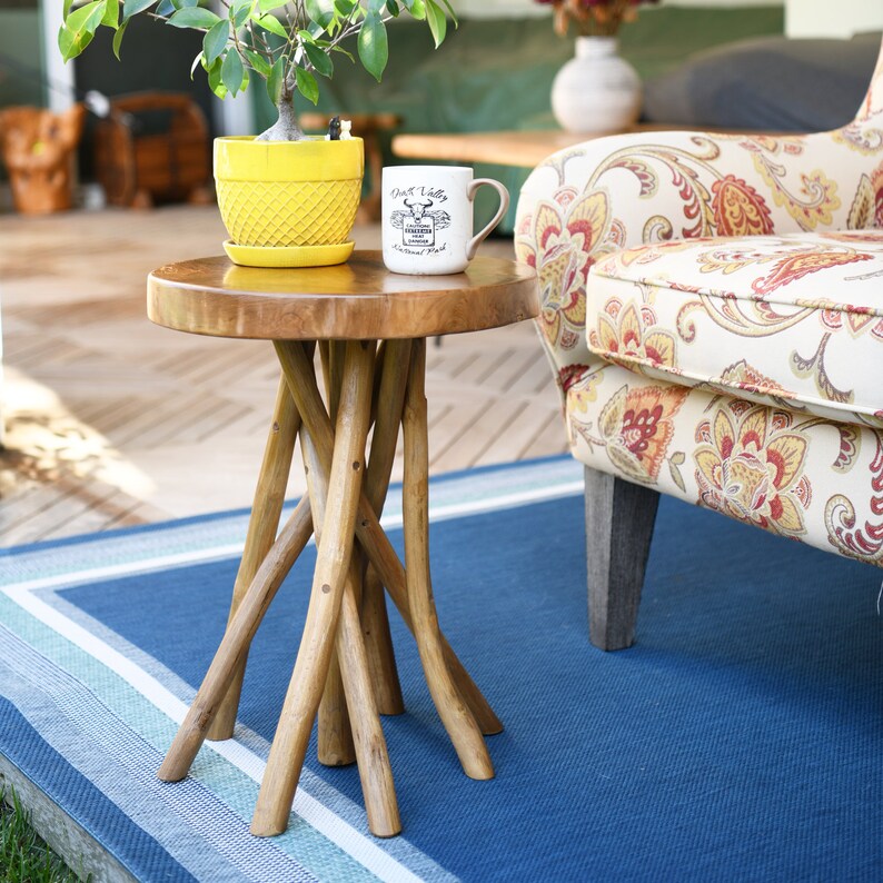 Teak Wood Stick Leg End Table - Etsy